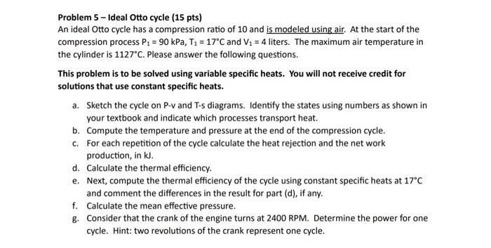 Solved please use constant specific heats or no credit will | Chegg.com