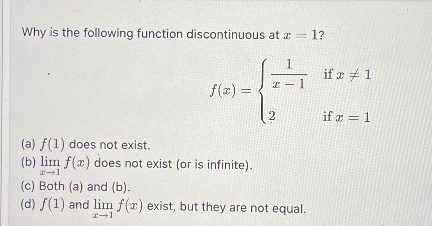 Solved Why is the following function discontinuous at | Chegg.com