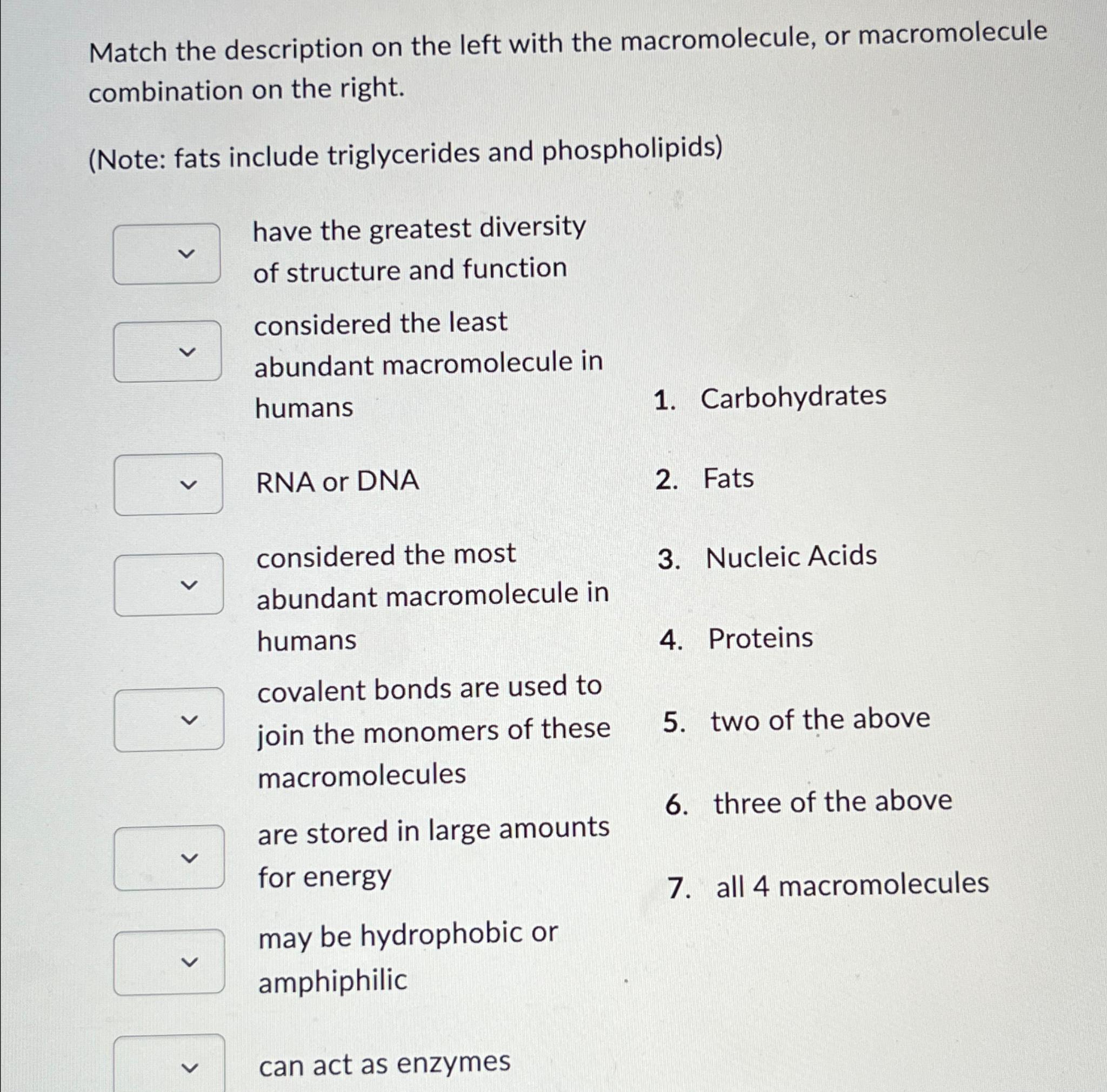 Solved Match the description on the left with the | Chegg.com