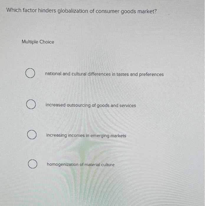 Which factor has contributed to the globalization of | Chegg.com