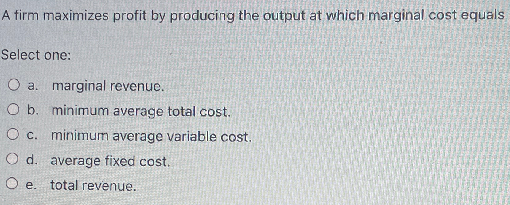 Solved A firm maximizes profit by producing the output at | Chegg.com