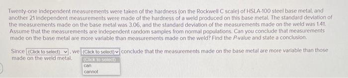 Solved Twenty-one independent measurements were taken of the | Chegg.com
