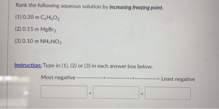 Solved Rank the following aqueous solution by increasing | Chegg.com