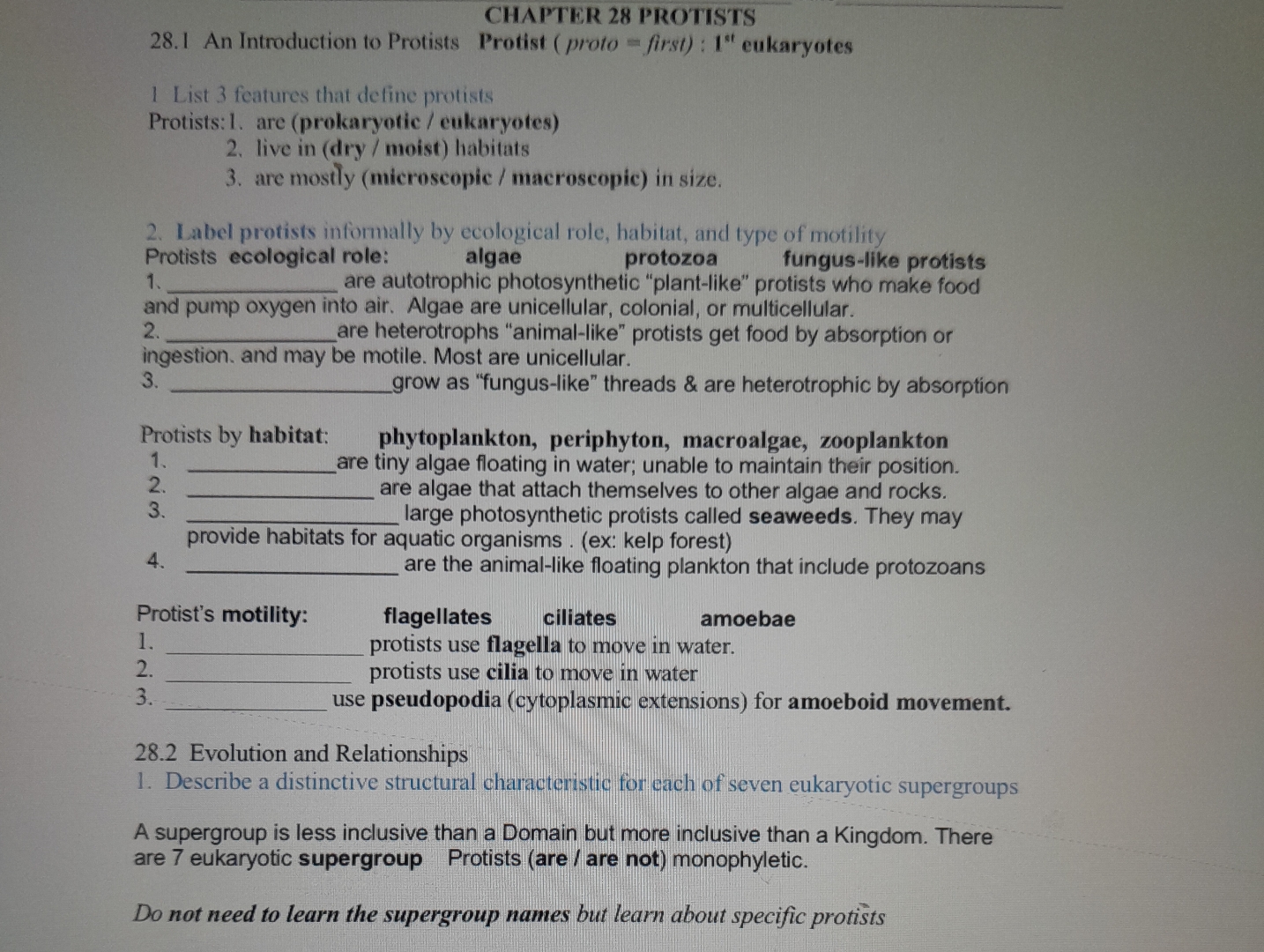 Solved CHAPTER 28 ﻿PROTISTS28.1 ﻿An Introduction to | Chegg.com