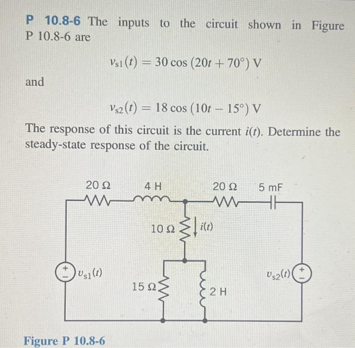 Solved P 10.8-6 The inputs to the circuit shown in Figure P | Chegg.com