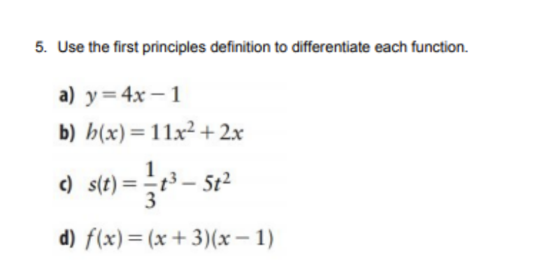 Solved Use the first principles definition to differentiate | Chegg.com
