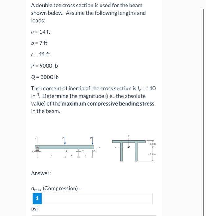 Solved A double tee cross section is used for the beam shown | Chegg.com
