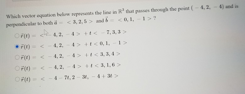 Solved cho-4, 2, Which vector equation below represents the | Chegg.com