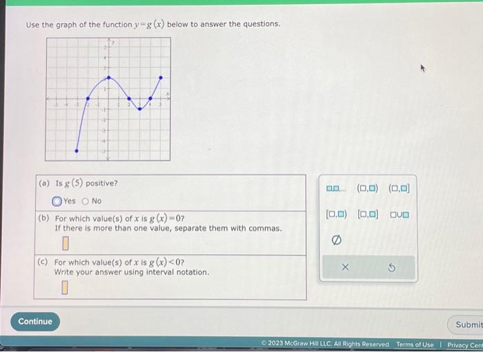 Solved Use the graph of the function y=g (x) below to answer | Chegg.com