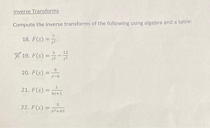 Solved Inverse Transforms Compute the inverse transforms of | Chegg.com