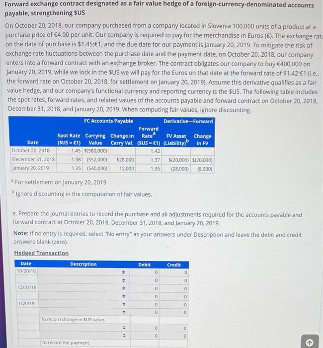 Solved Forward exchange contract designated as a fair value | Chegg.com