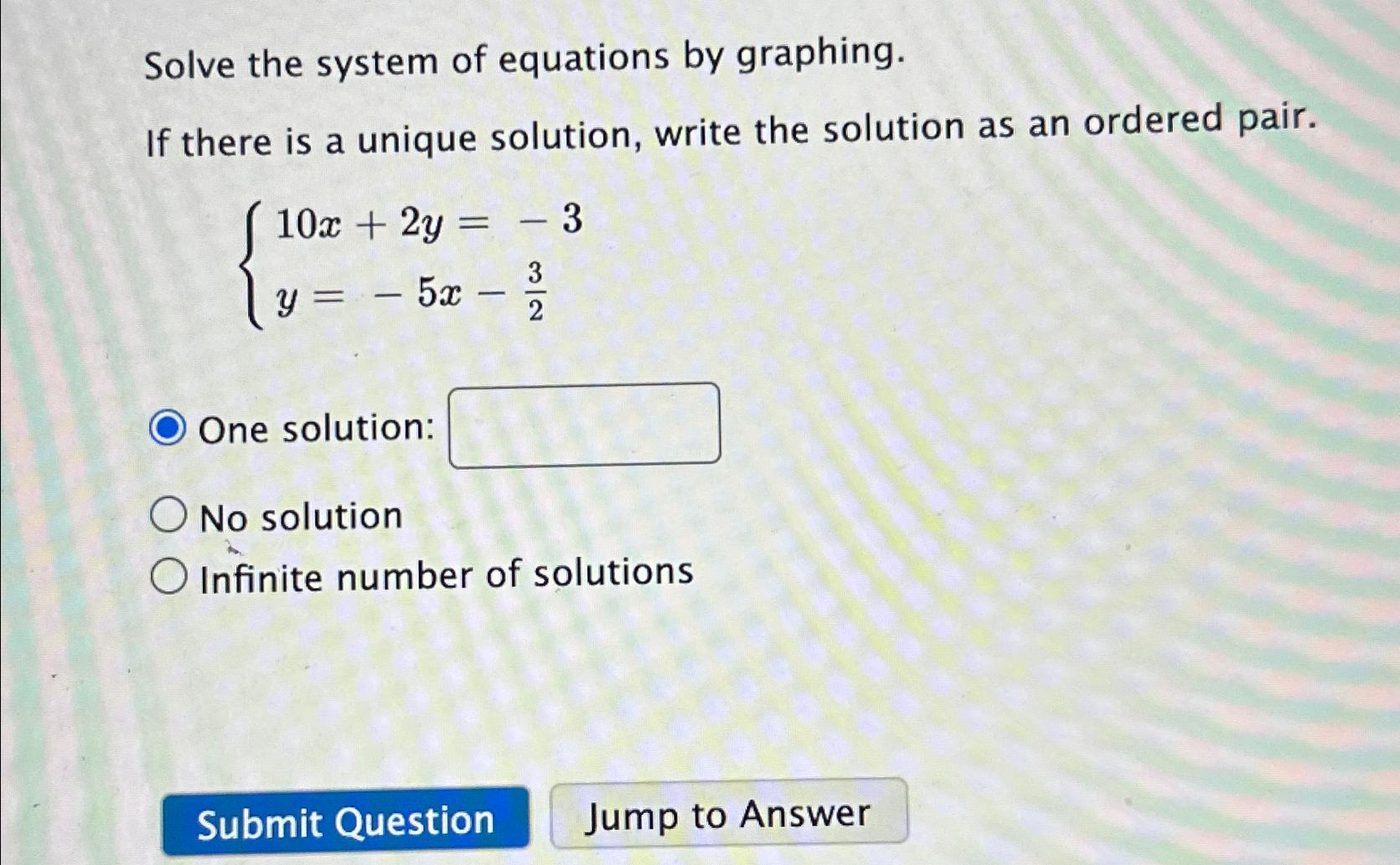 Solved Solve the system of equations by graphing.If there is | Chegg.com