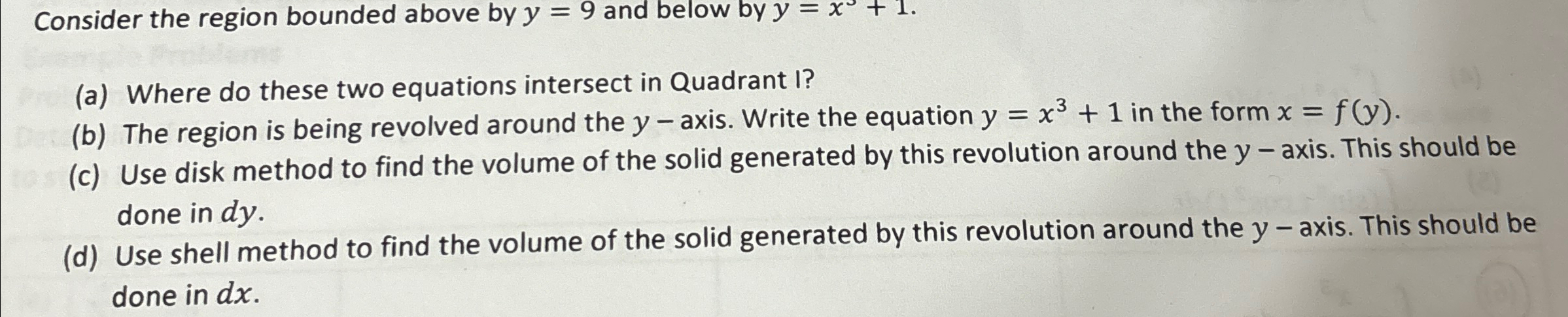 Solved Consider the region bounded above by y=9 ﻿and below | Chegg.com