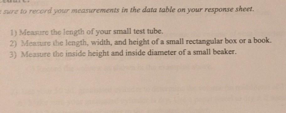 Part 1 - Taking Measurements Record all measurements | Chegg.com