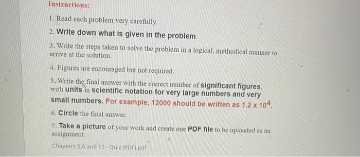 Solved 1. Read each problem very carefully. 2. Write down | Chegg.com
