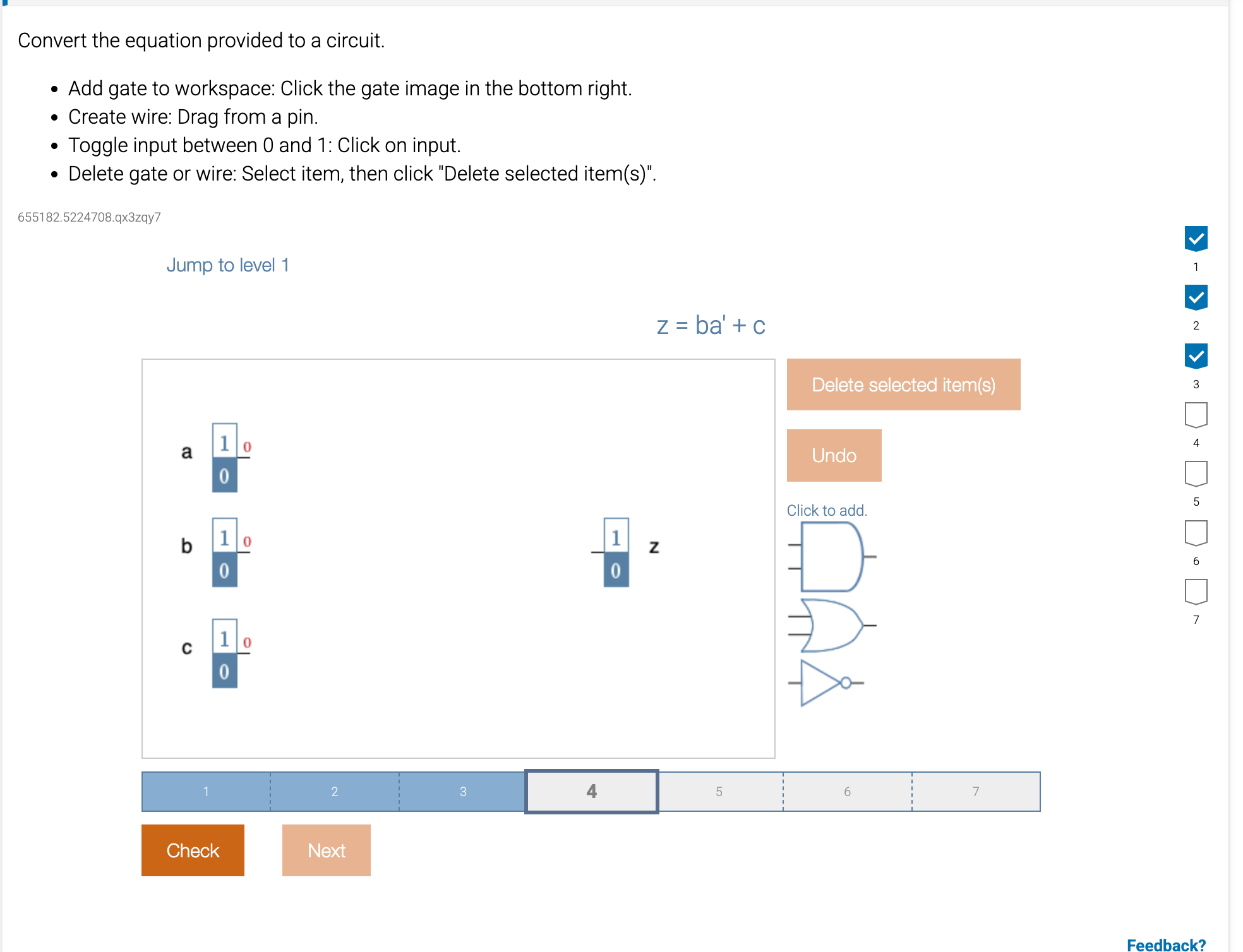 Solved Click to add. b 1 0 (-1)/(0)z c \table[[1,0]] | Chegg.com