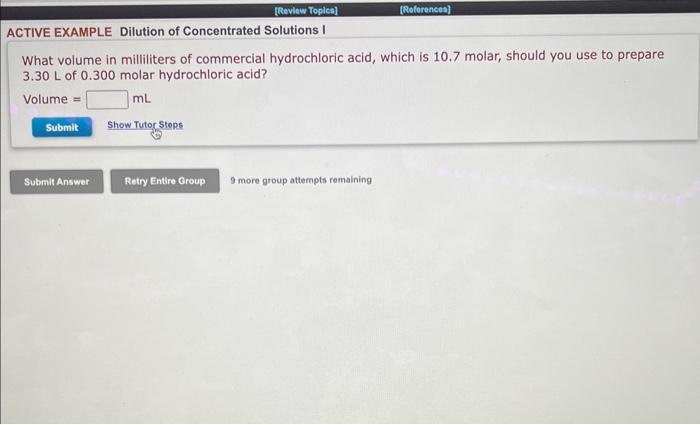 Solved What volume in milliliters of commercial hydrochloric | Chegg.com