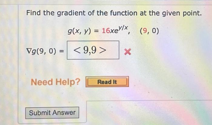 Solved Find the gradient of the function at the given point. | Chegg.com