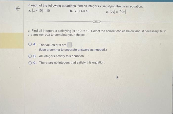 Solved In each of the following equations, find all integers | Chegg.com