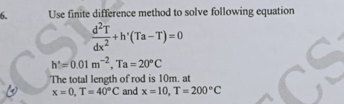 Solved Use finite difference method to solve following | Chegg.com