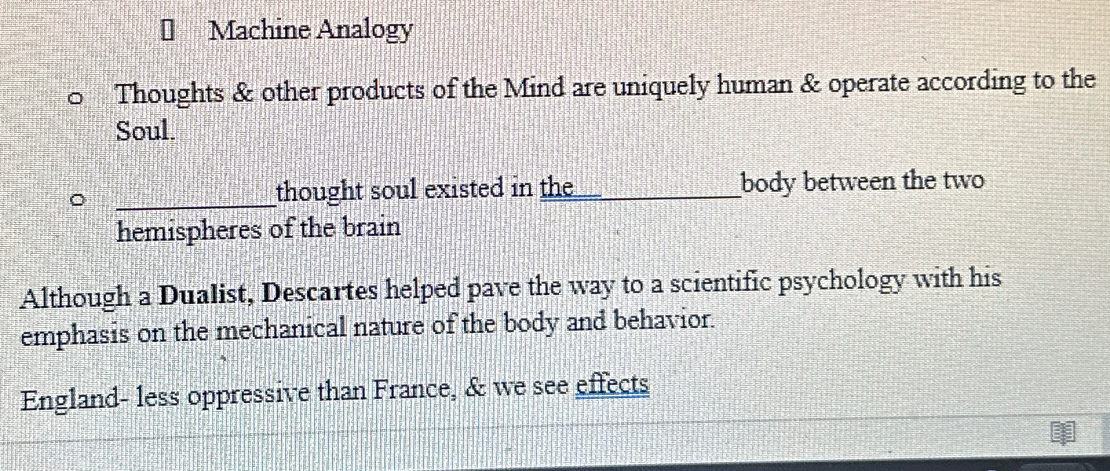 Solved D. ﻿Machine AnalogyThoughts & other products of the | Chegg.com