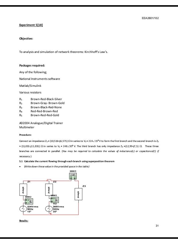 Solved EEA2601/102 Experiment 5(18) Objective: To analysis | Chegg.com