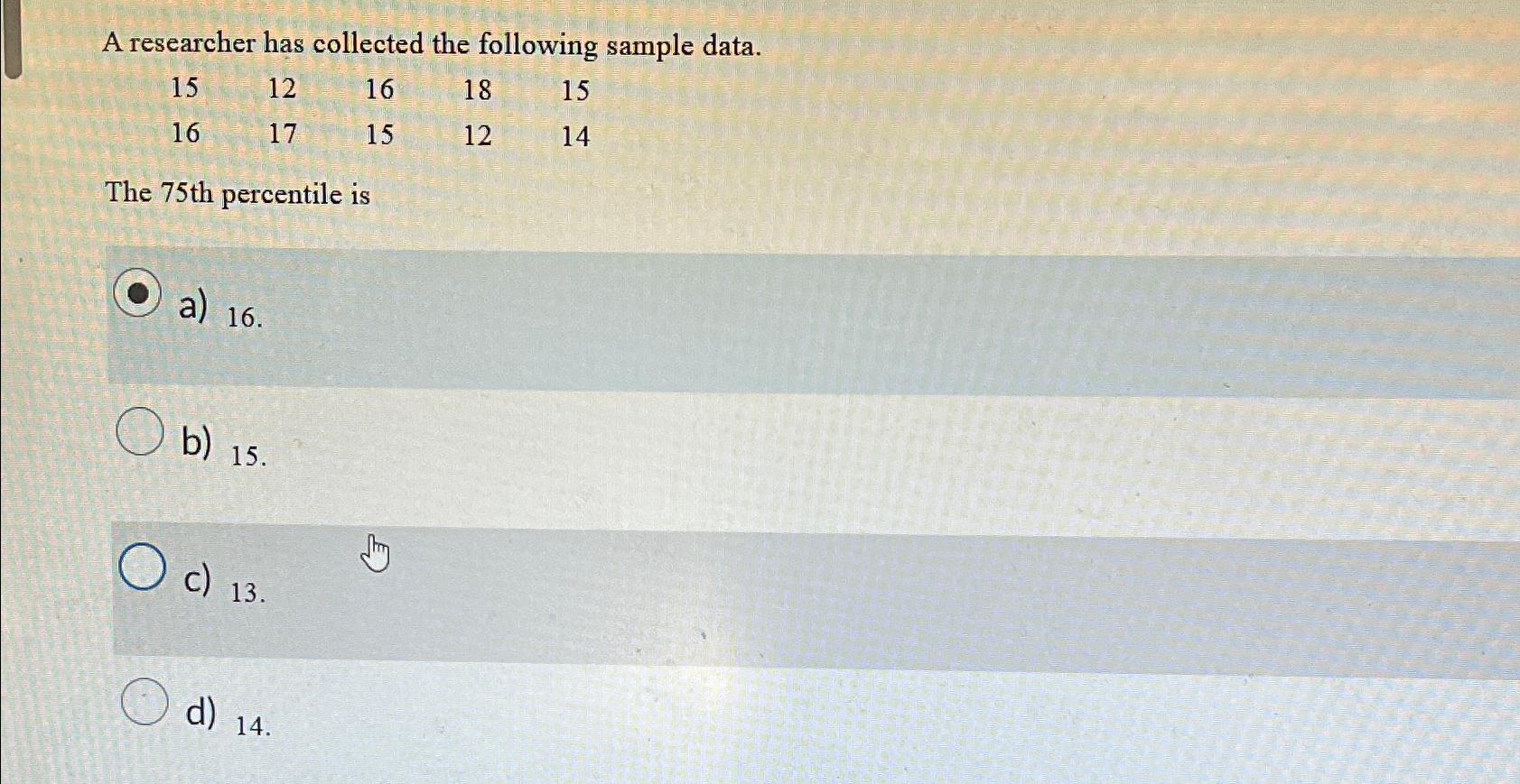 A researcher has collected the following sample | Chegg.com