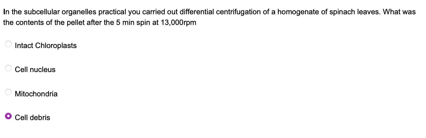 Solved In the subcellular organelles practical you carried | Chegg.com