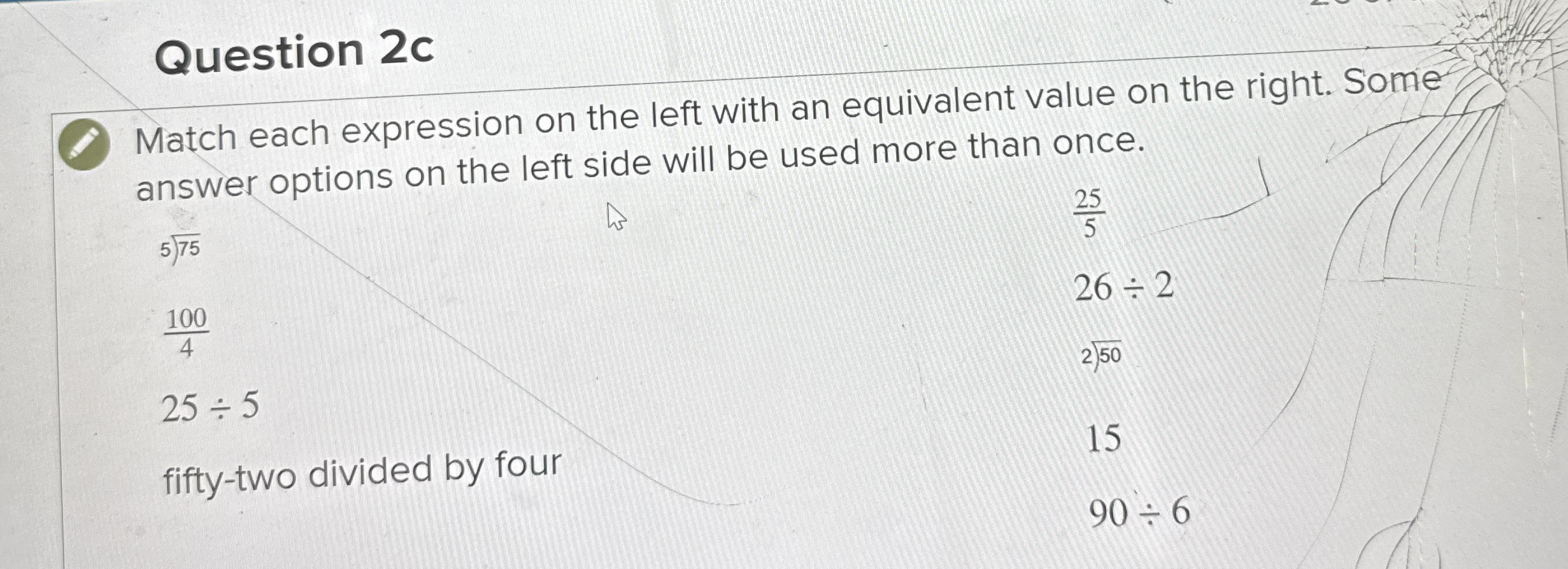 Question 2cMatch each expression on the left with an | Chegg.com