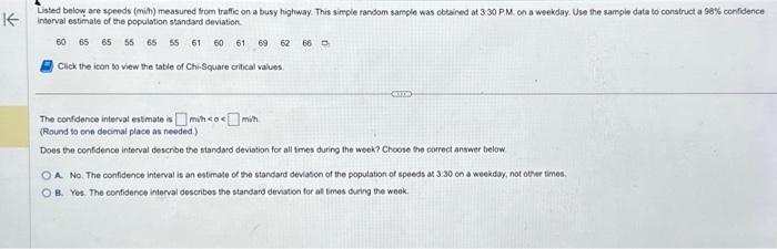 Solved Listed below are speeds (mih) measured trom traffic | Chegg.com