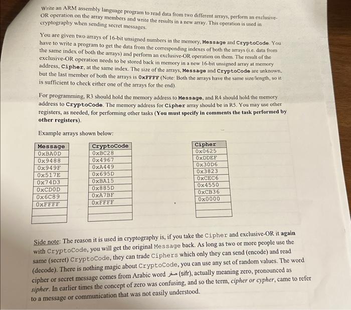 Solved Write an ARM assembly language program to read data | Chegg.com