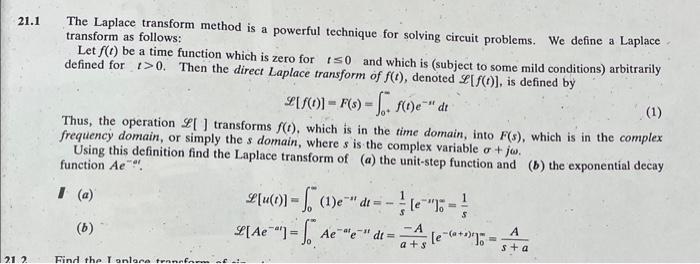 Solved The Laplace transform method is a powerful technique | Chegg.com