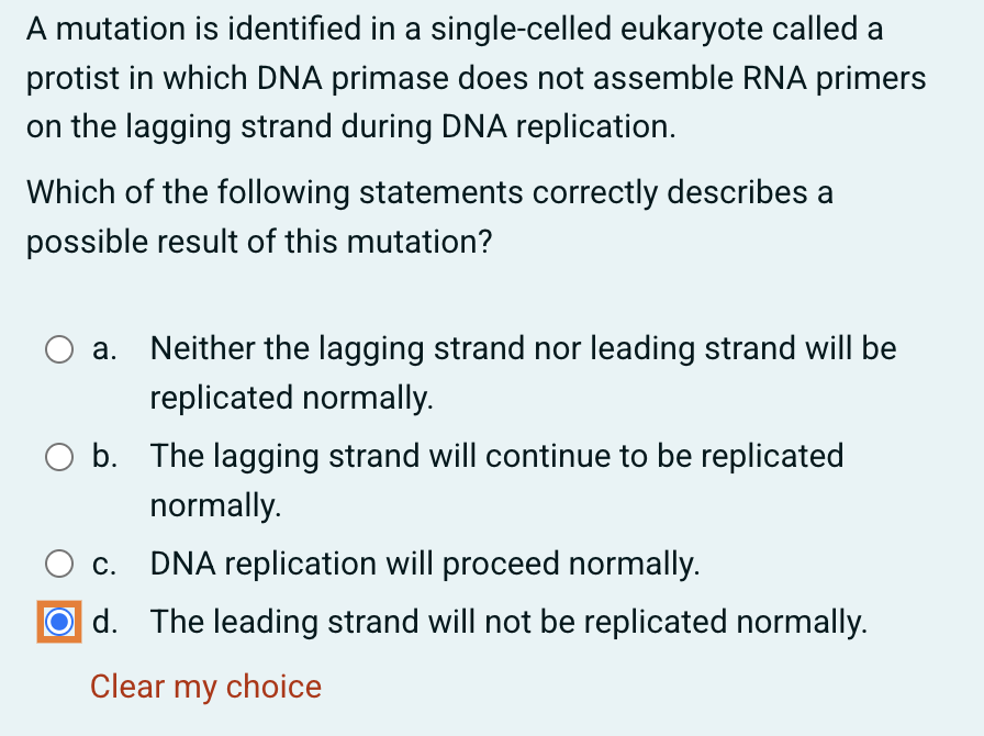 Solved A mutation is identified in a single-celled eukaryote | Chegg.com
