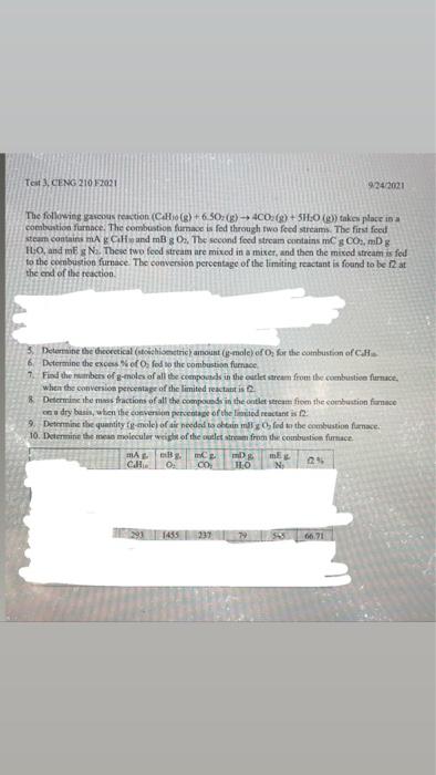 Solved Test 3. CENG 210 2021 924/2021 The following are | Chegg.com