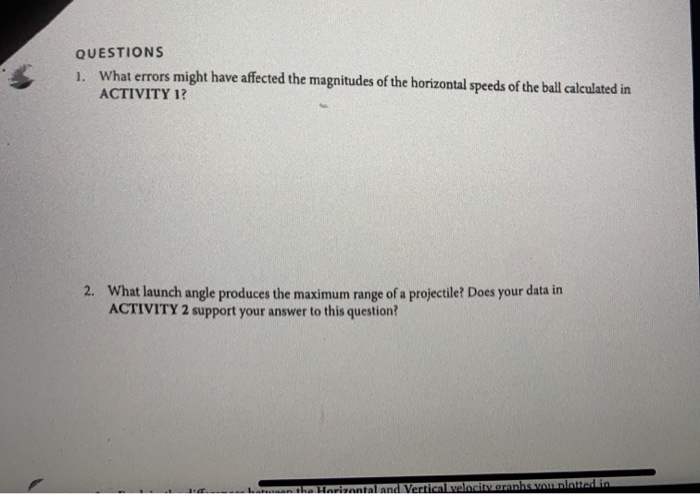 Solved LAB REPORT PROJECTILE MOTION Table 2.1. Initial | Chegg.com