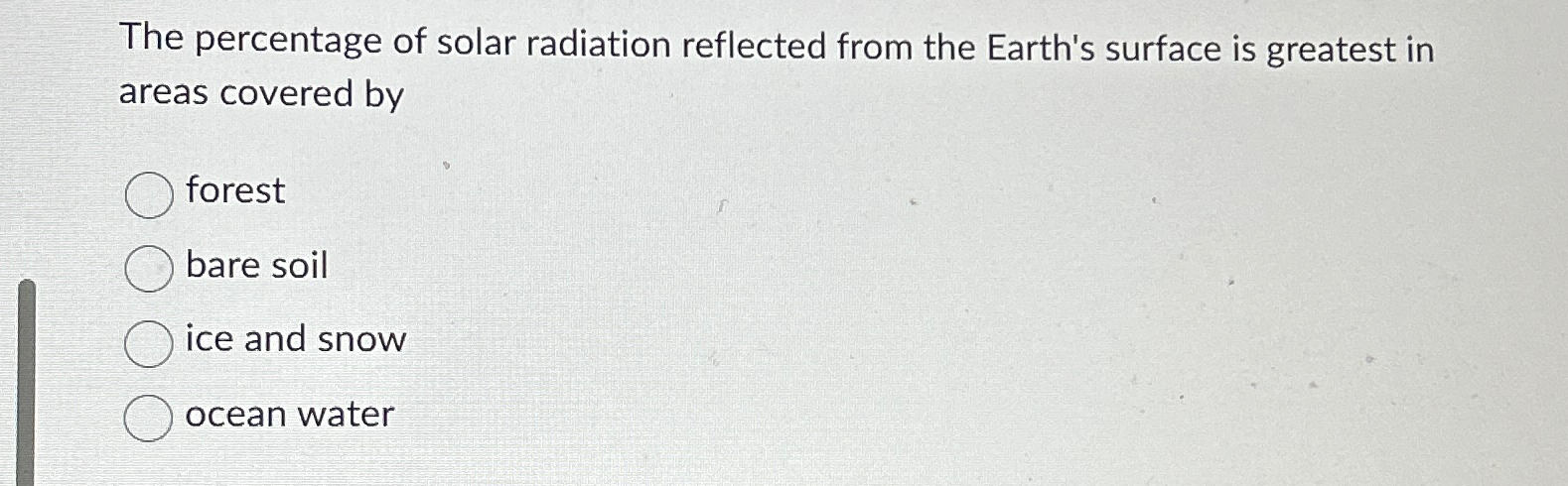 Solved The percentage of solar radiation reflected from the | Chegg.com
