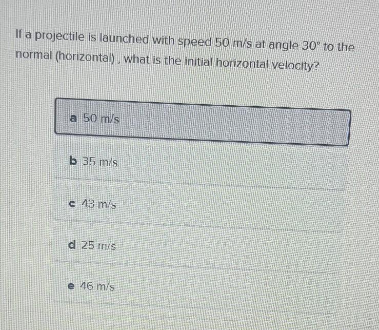 Solved If a projectile is launched with speed 50 m/s at | Chegg.com