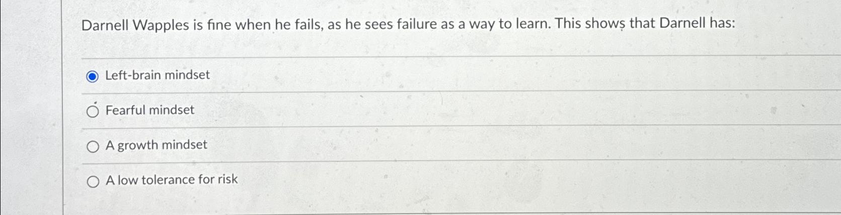 Solved Darnell Wapples is fine when he fails, as he sees | Chegg.com