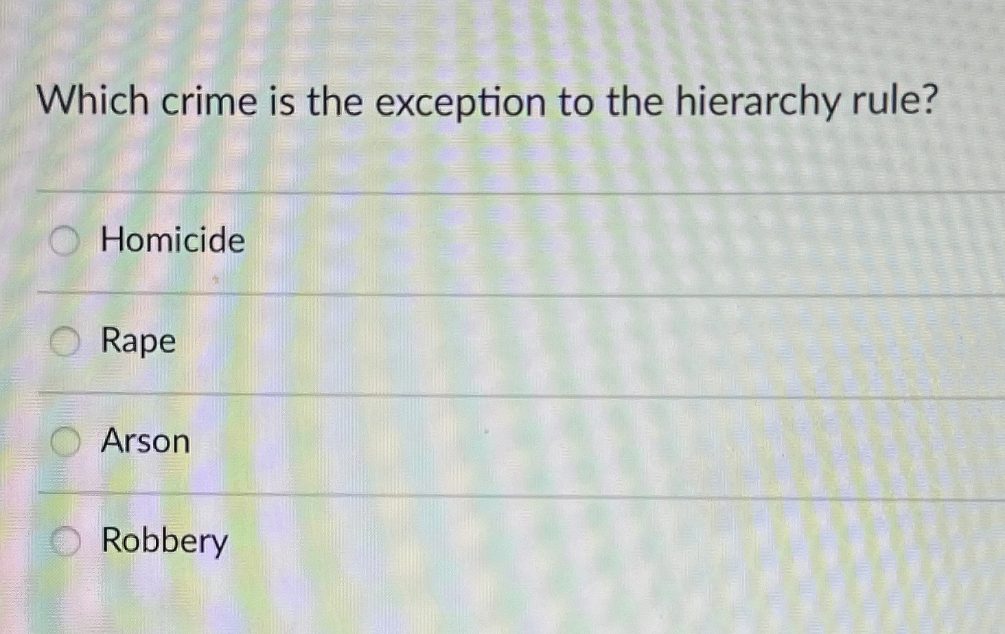 Solved Which Crime Is The Exception To The Hierarchy