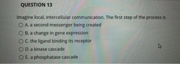 Solved QUESTION 13 Imagine local, intercellular | Chegg.com