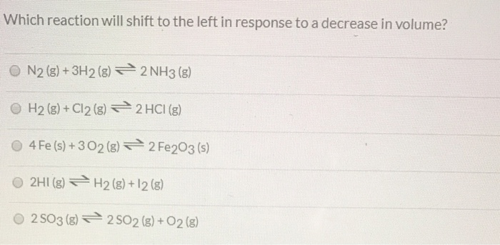 Solved Which reaction will shift to the left in response to | Chegg.com
