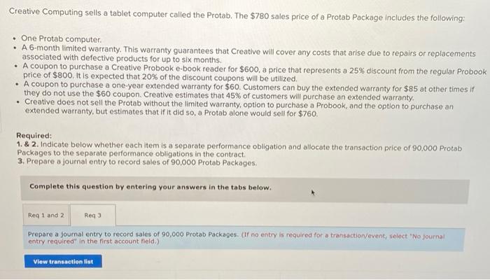 Solved Creative Computing sells a tablet computer called the | Chegg.com
