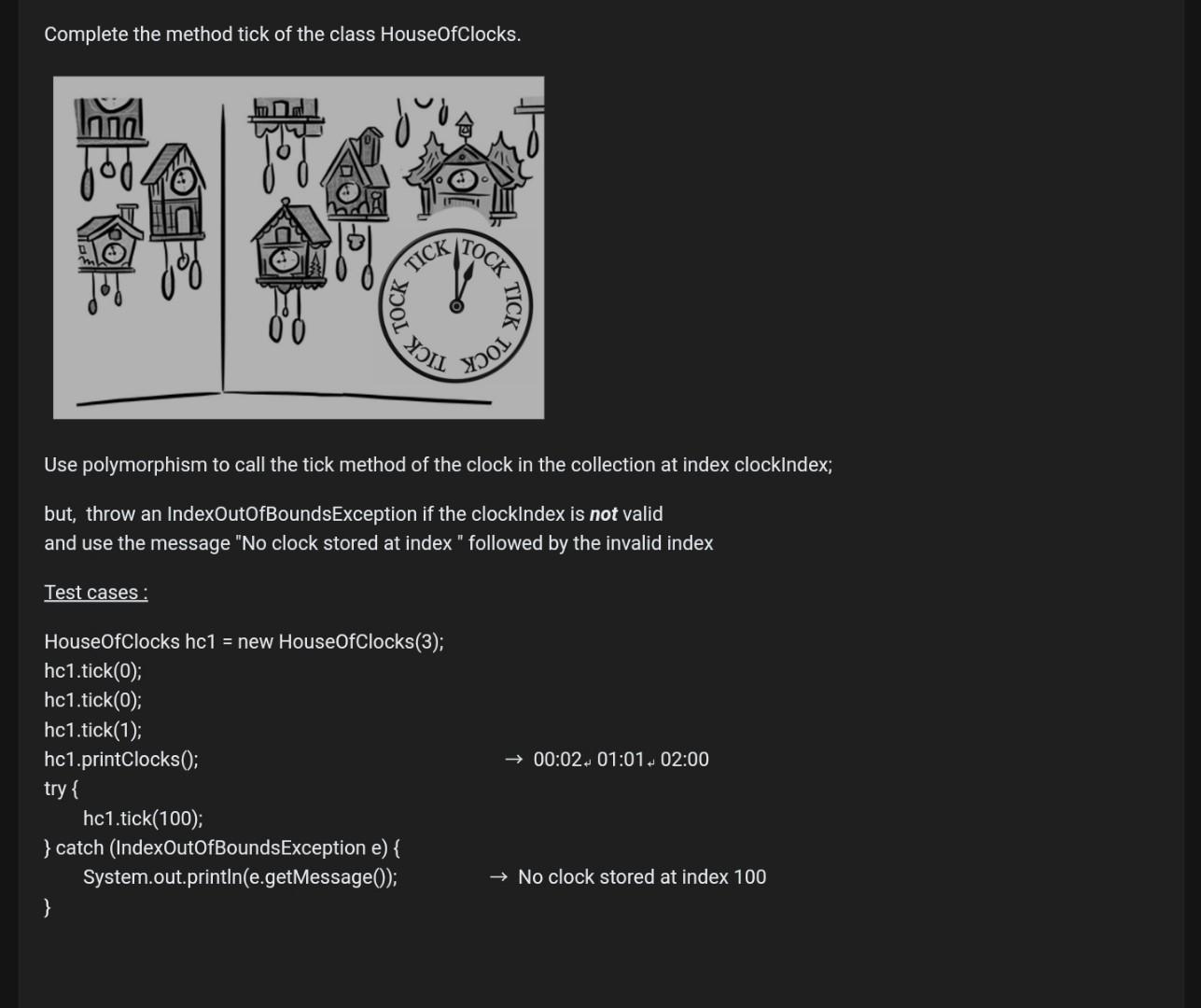 Solved Complete The Method Tick Of The Class Houseofclocks 