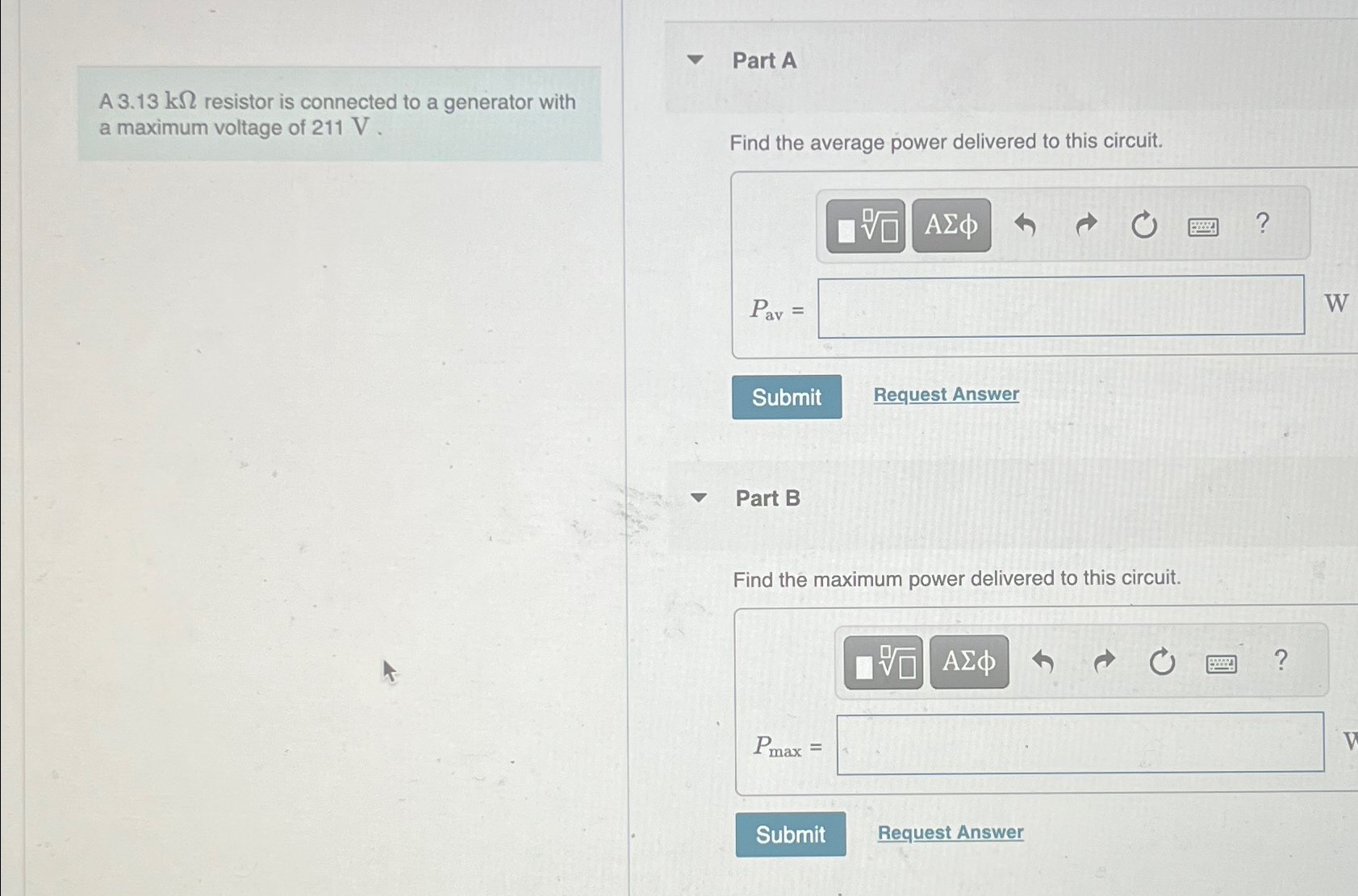 Solved A 3.13kΩ ﻿resistor is connected to a generator with a | Chegg.com