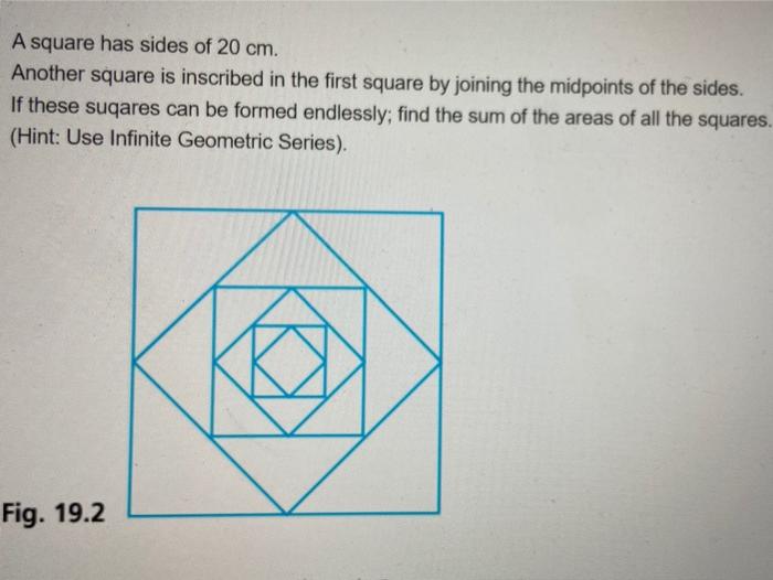 Solved A square has sides of 20 cm. Another square is | Chegg.com