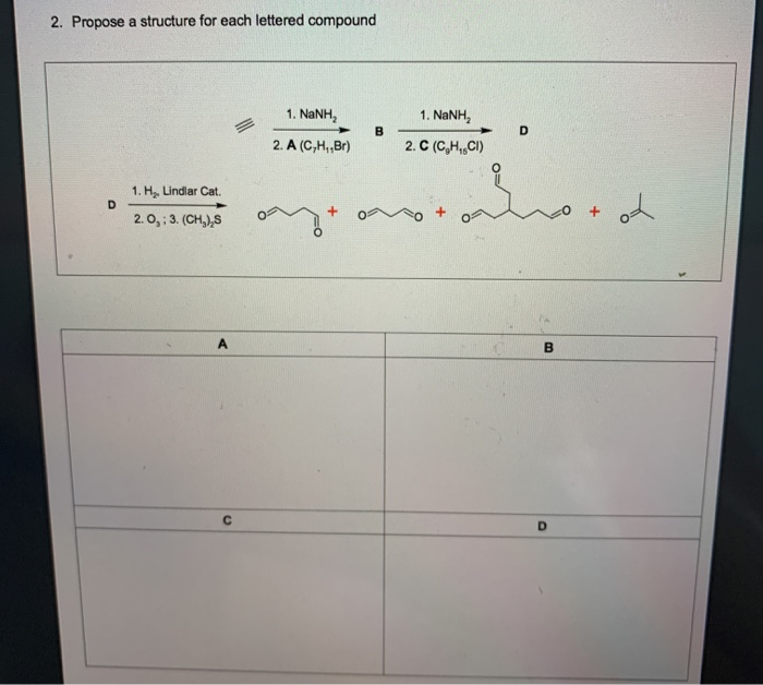 Solved 2. Propose a structure for each lettered compound 1. | Chegg.com