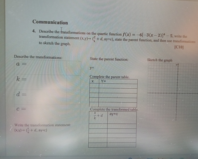 Communication4. ﻿Describe the transformations on the | Chegg.com