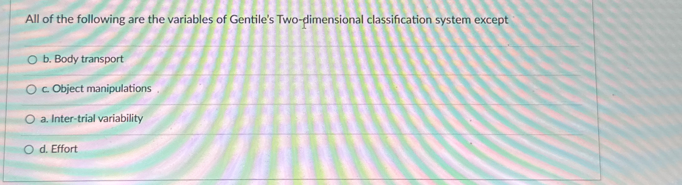 Solved All of the following are the variables of Gentile's | Chegg.com