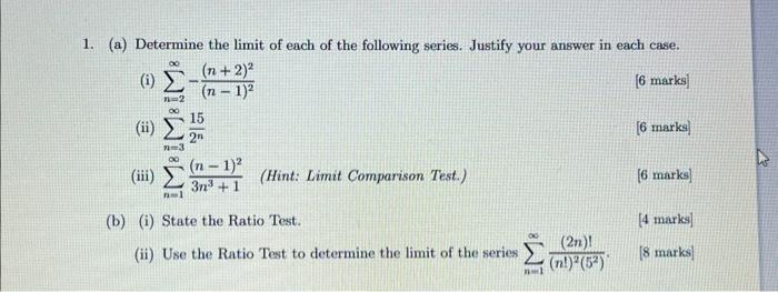 Solved 1. (a) Determine the limit of each of the following | Chegg.com