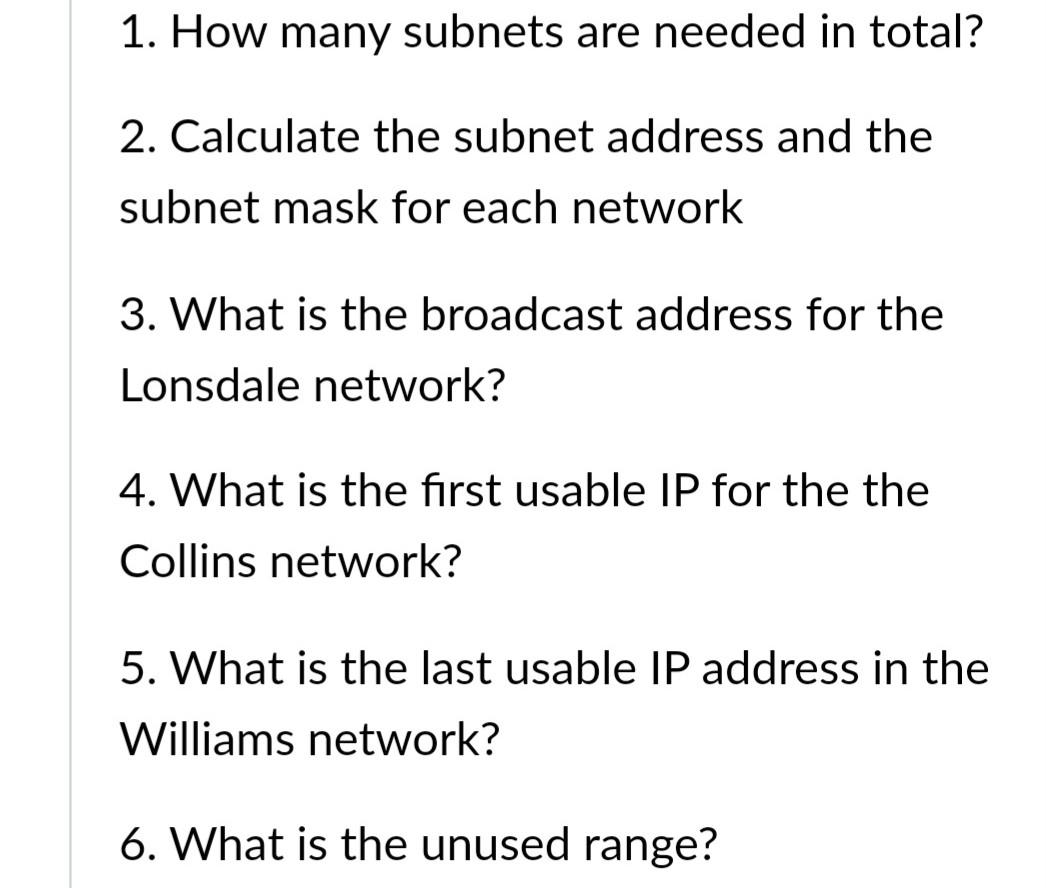 Solved 1. How many subnets are needed in total? 2. Calculate | Chegg.com Solved 1. How many subnets are needed in total? 2. Calculate | Chegg.com
